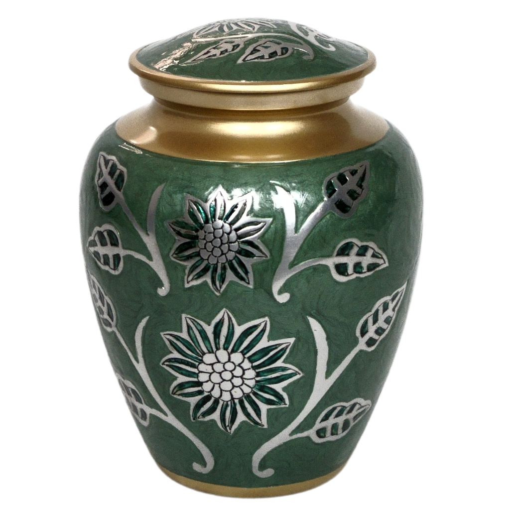 Floral Tribute Cremation Urn in Turquoise – Eternal Urns Australia