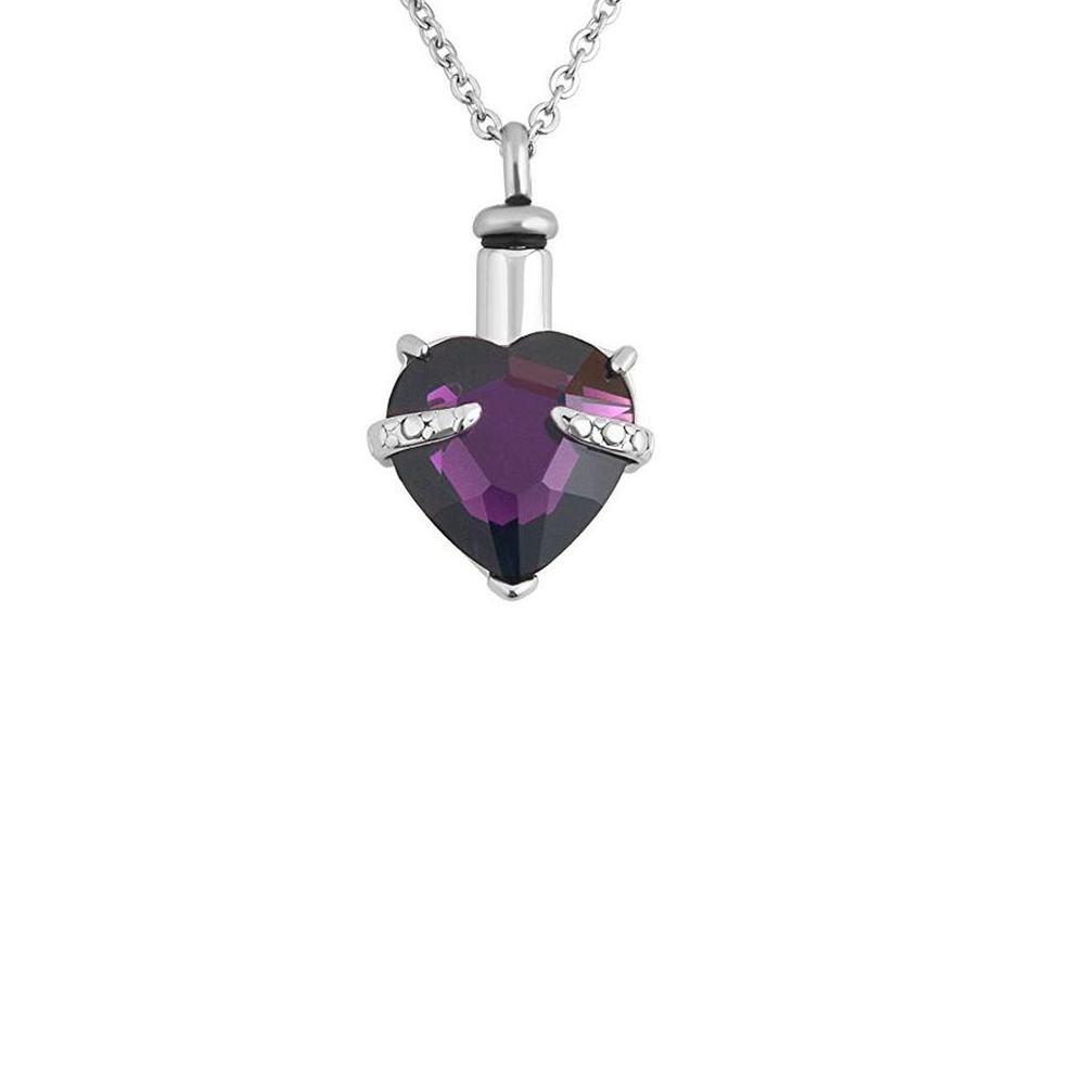 Purple Gem Sacred Heart Cremation Pendant – Eternal Urns Australia